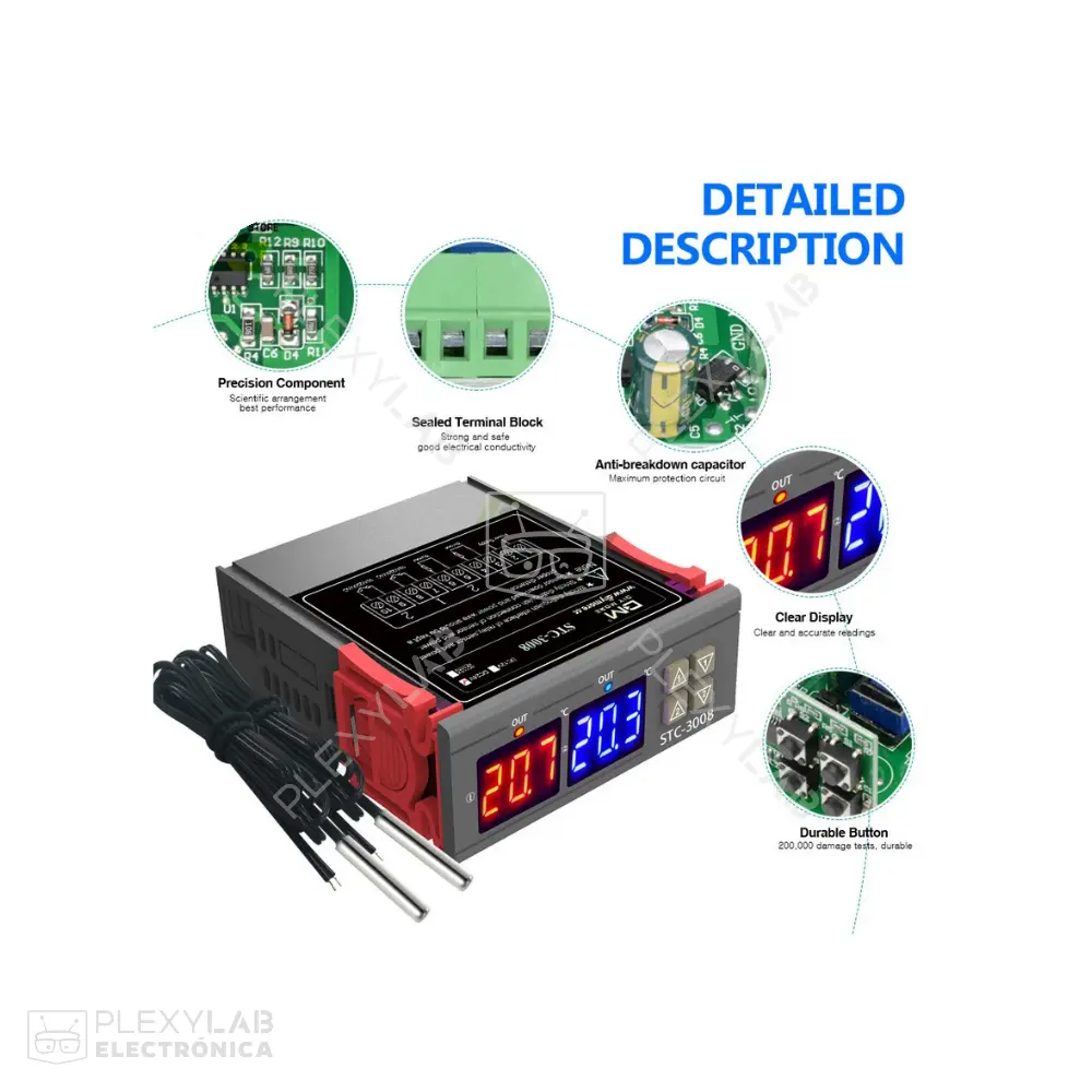 Termostato digital dual STC-3008 de 110VAC | PLEXYLAB