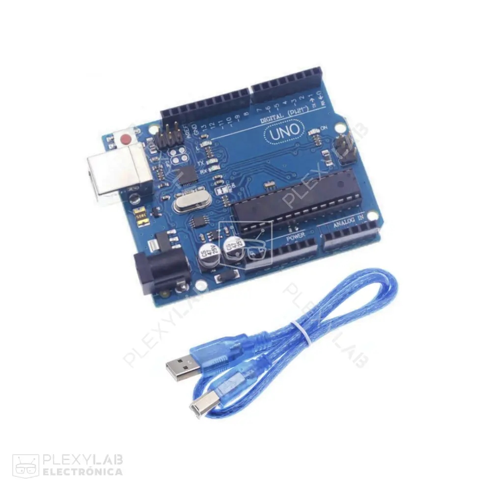 Arduino UNO R3 con chip ATmega328P desmontable y driver ATmega16U2 | PLEXYLAB