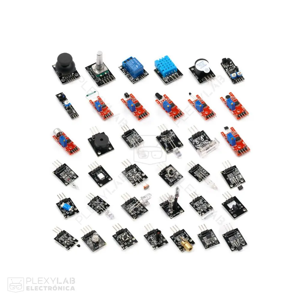 Kit De 37 Sensores Y Módulos Para Arduino Raspberry Pi Esp32 Plexylab