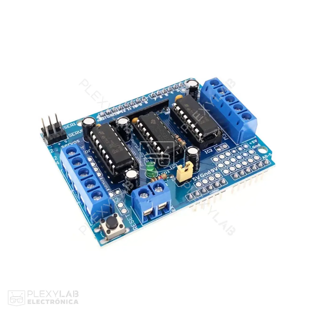 L293D Módulo shield controlador de motores Arduino | PLEXYLAB