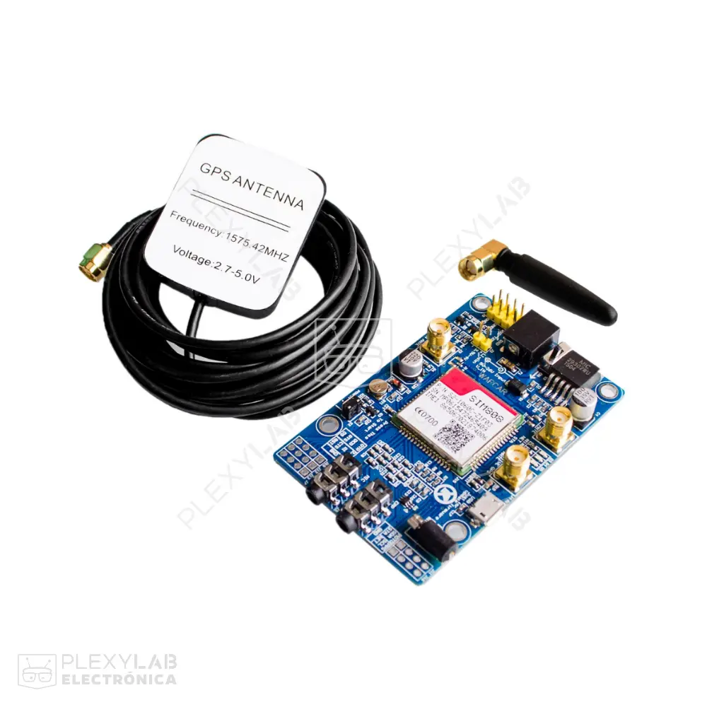 Módulo SIM808 GSM GPRS GPS con antenas, compatible con Arduino y RPi | PLEXYLAB