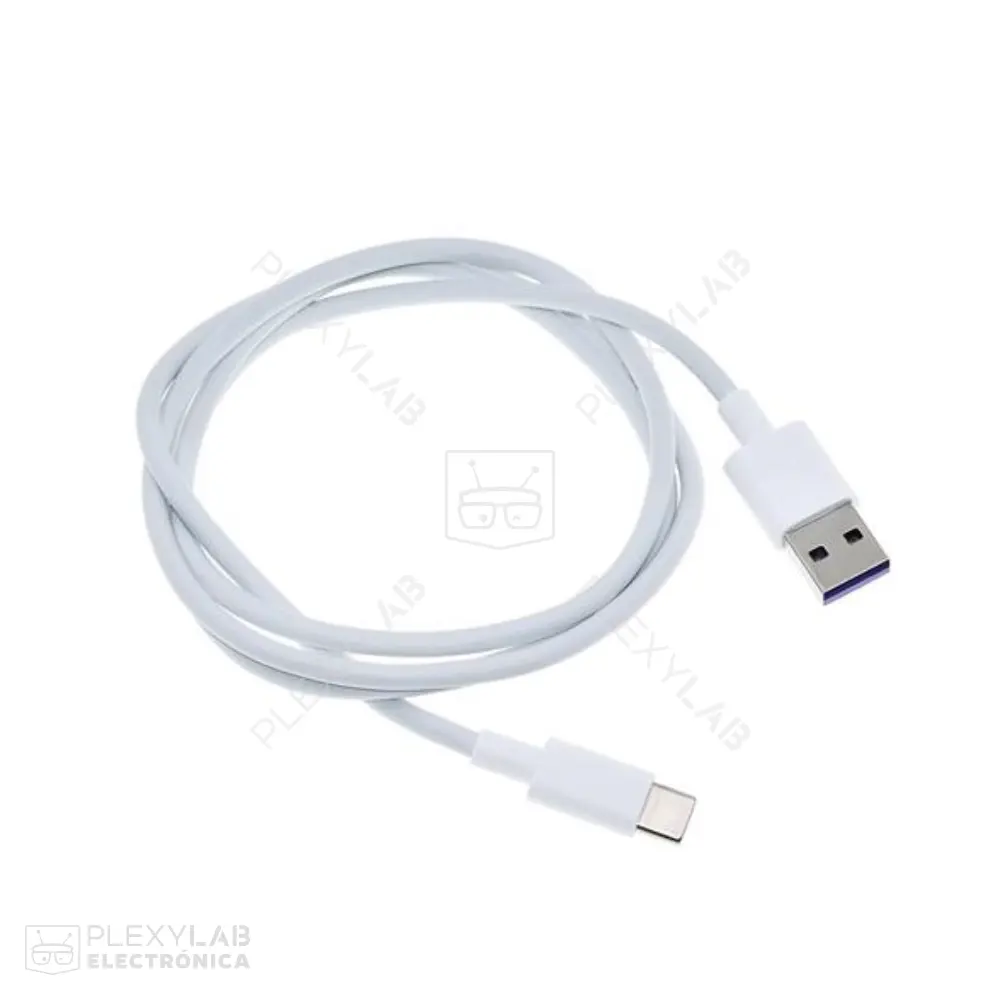 Cable USB Tipo C a USB para alimentación y datos, carga rápida 5 A, color blanco | PLEXYLAB