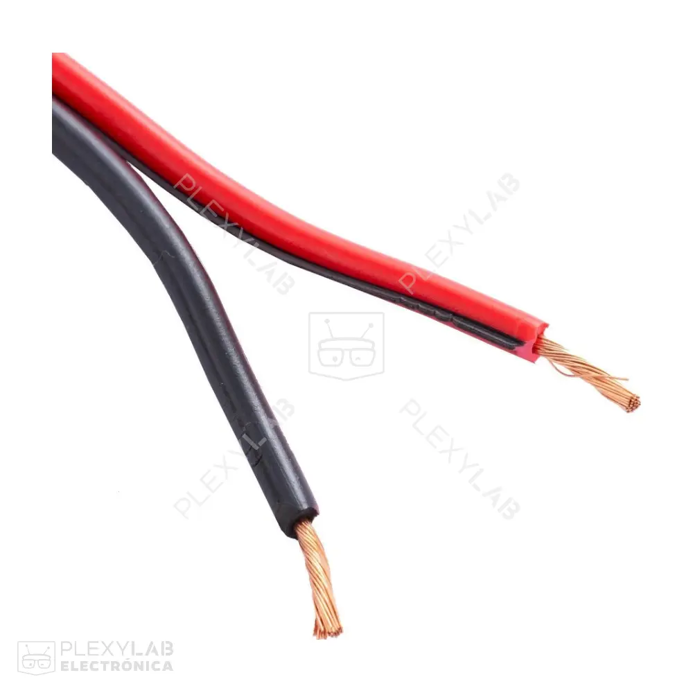 Cable gemelo AWG 18, cable de parlante, par rojo y negro | PLEXYLAB