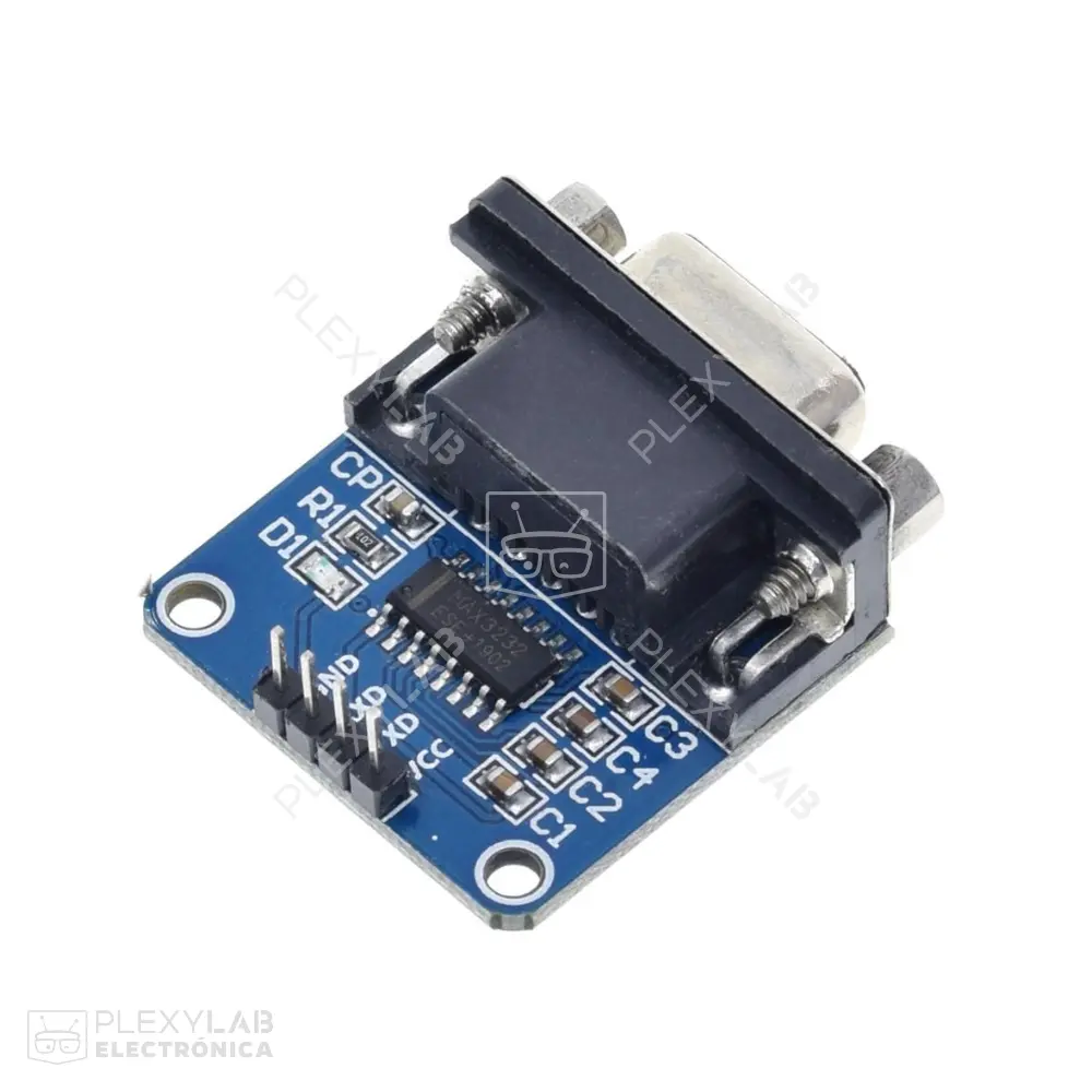 Módulo convertidor serial MAX232, convertidor de RS232 a TTL con conector DB9 | PLEXYLAB