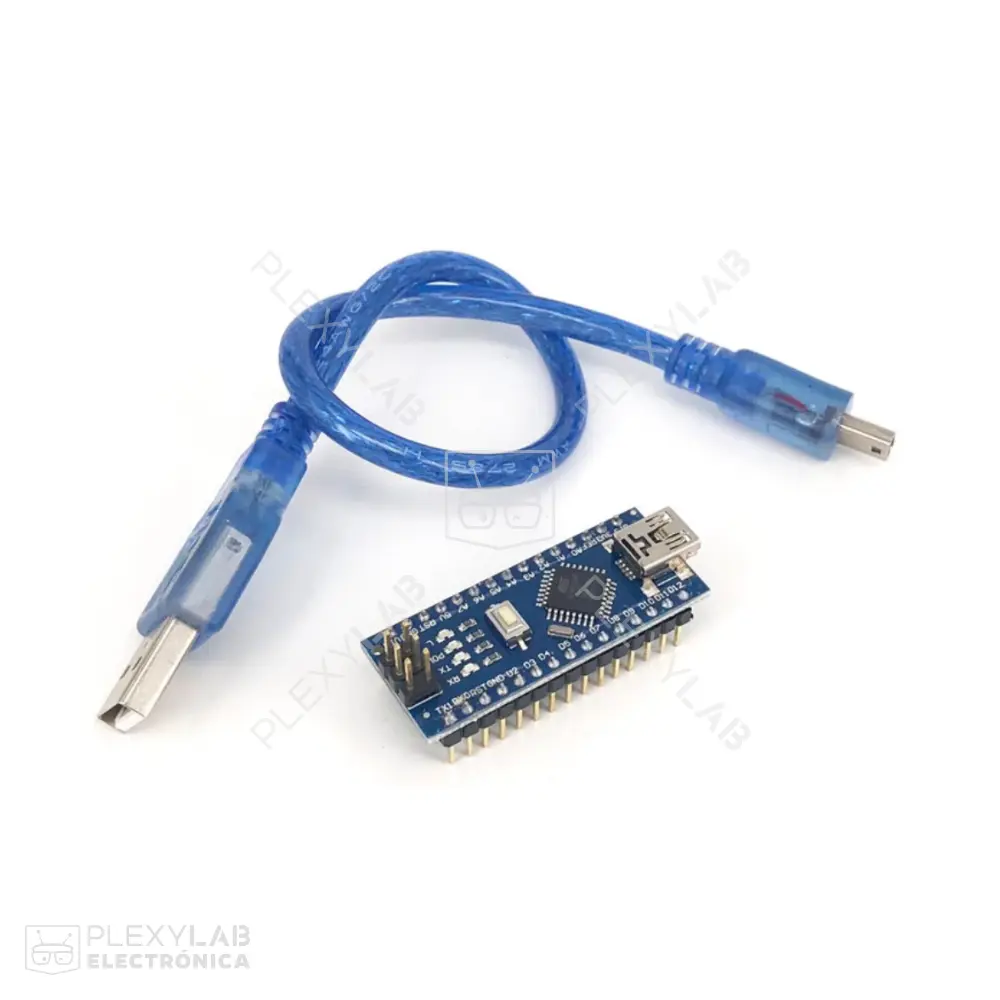 Arduino Nano V3 con chip ATmega328P y CH340 (Incluye cable) | PLEXYLAB