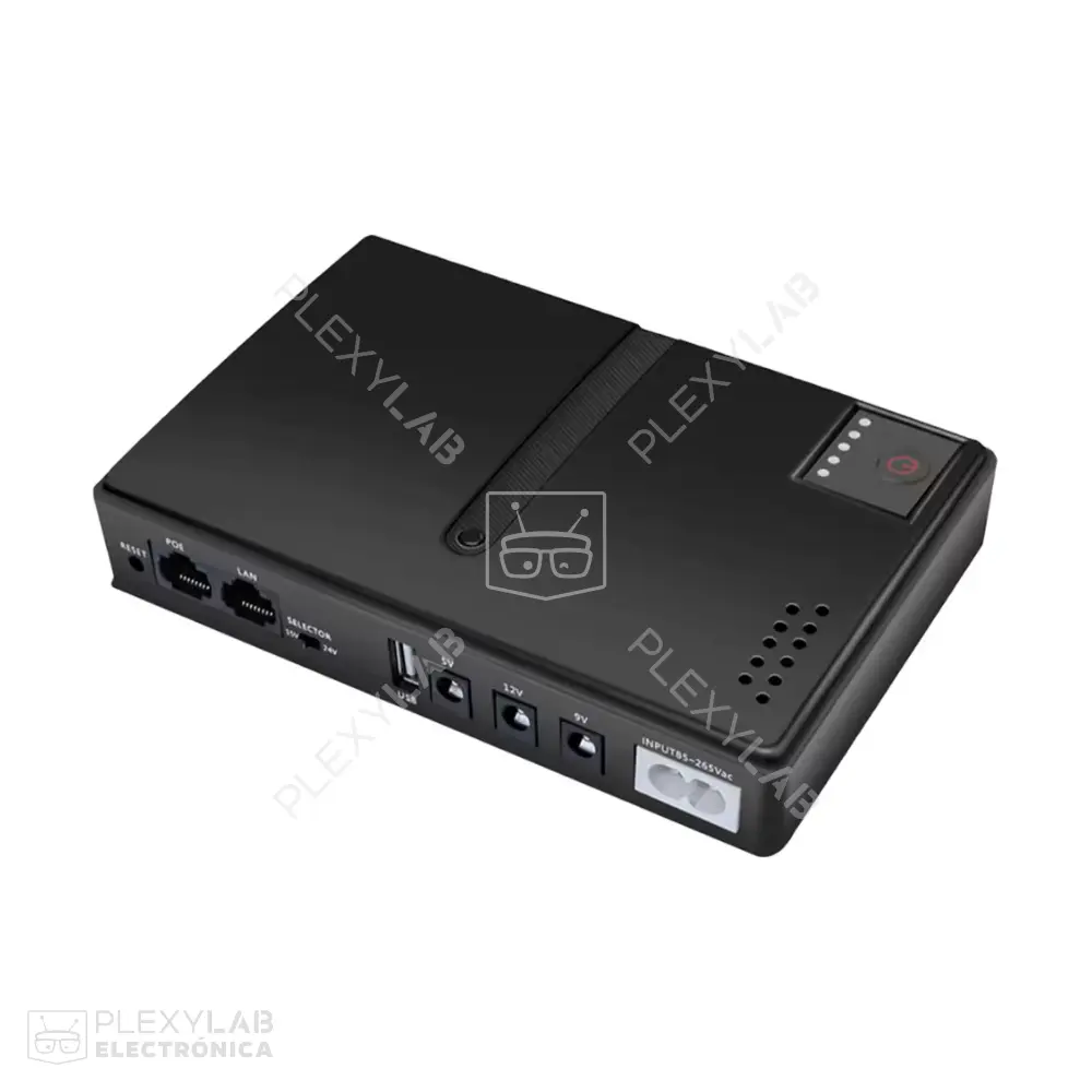 Mini UPS DC1036P de 36 W con batería de 10400mAh, salidas 5V/2A, 9V/2A ...