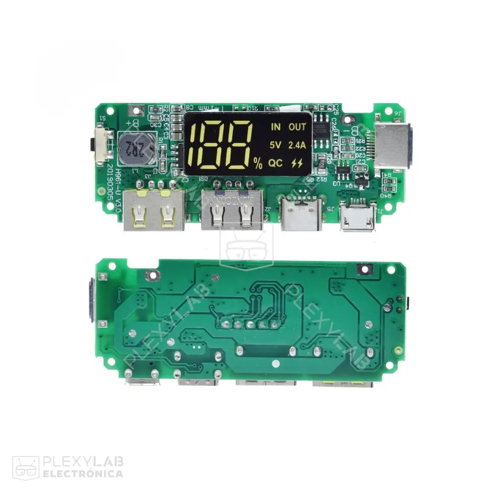Módulo cargador Power Bank USB Dual 5V 2.4A, con Micro USB y USB Tipo C, circuito de protección ...